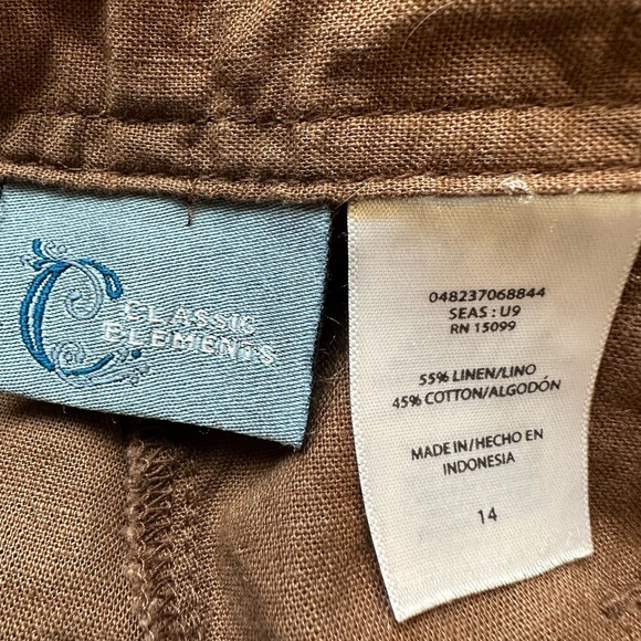 Classic Elements | Pants & Jumpsuits | Classic Elements Brown Linen ...